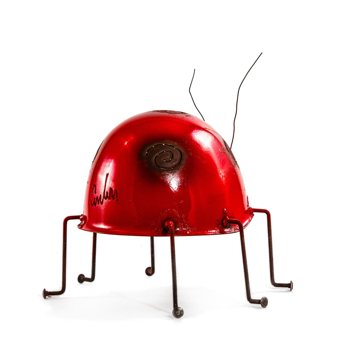 Sugarpost Ladybug Helmet Welded Metal Art - 12" Tall – Whinycat